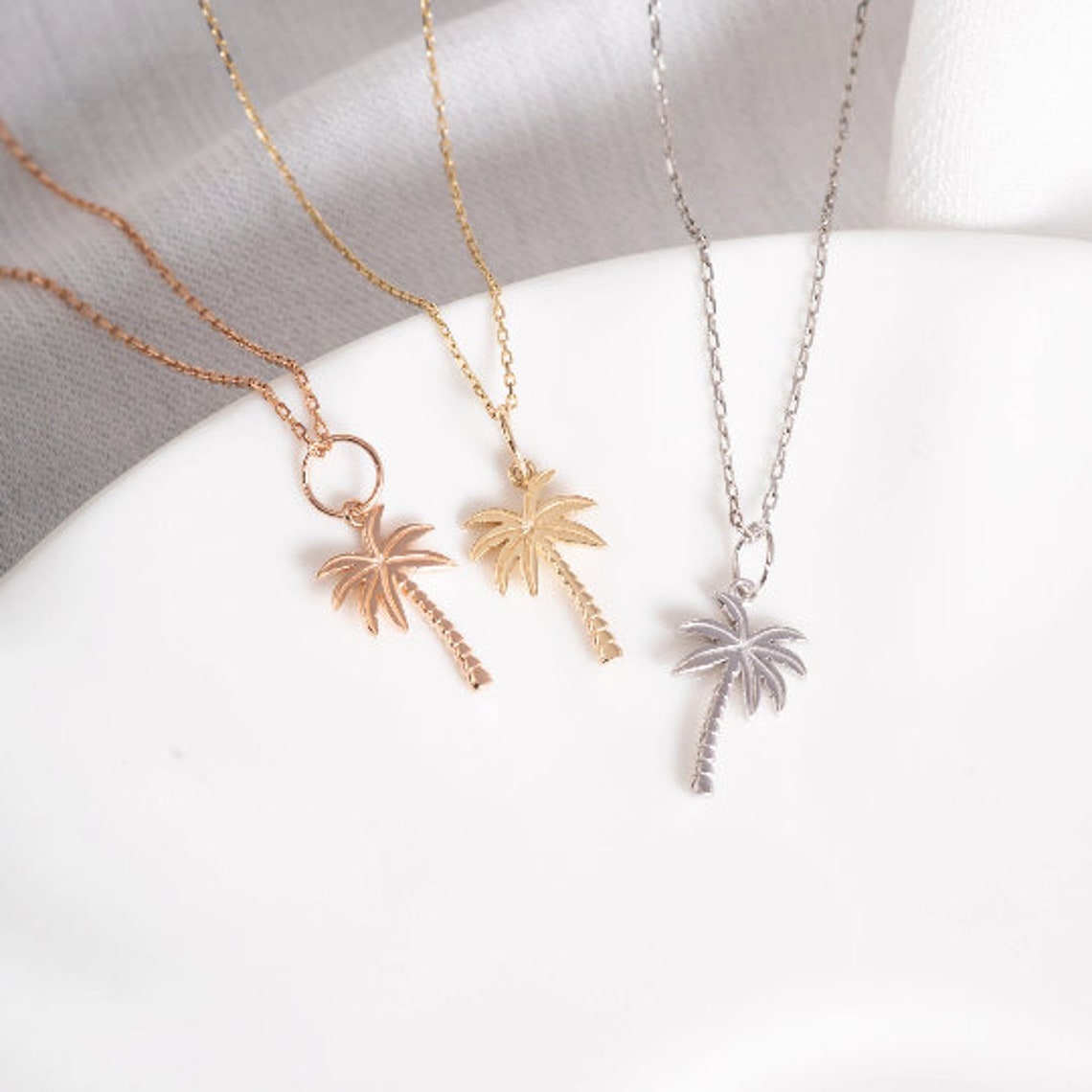 Palm Tree Necklace 14K 18K Real Gold, Palm Necklace, Nature Lover ...