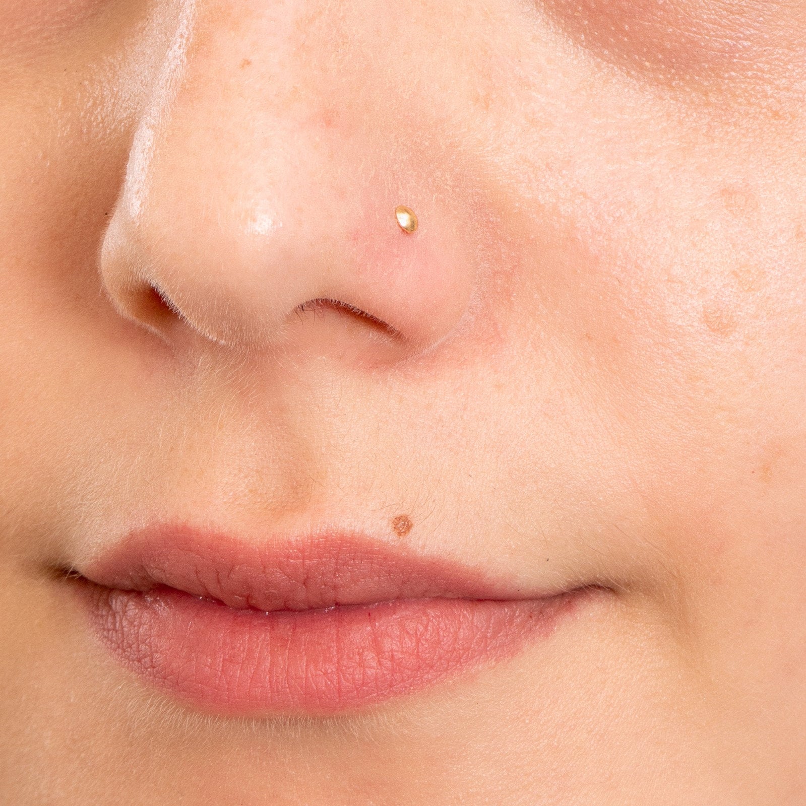 14K Solid Gold Tiny Nose Stud, Dainty Piercing Nose Ring, Minimalist ...