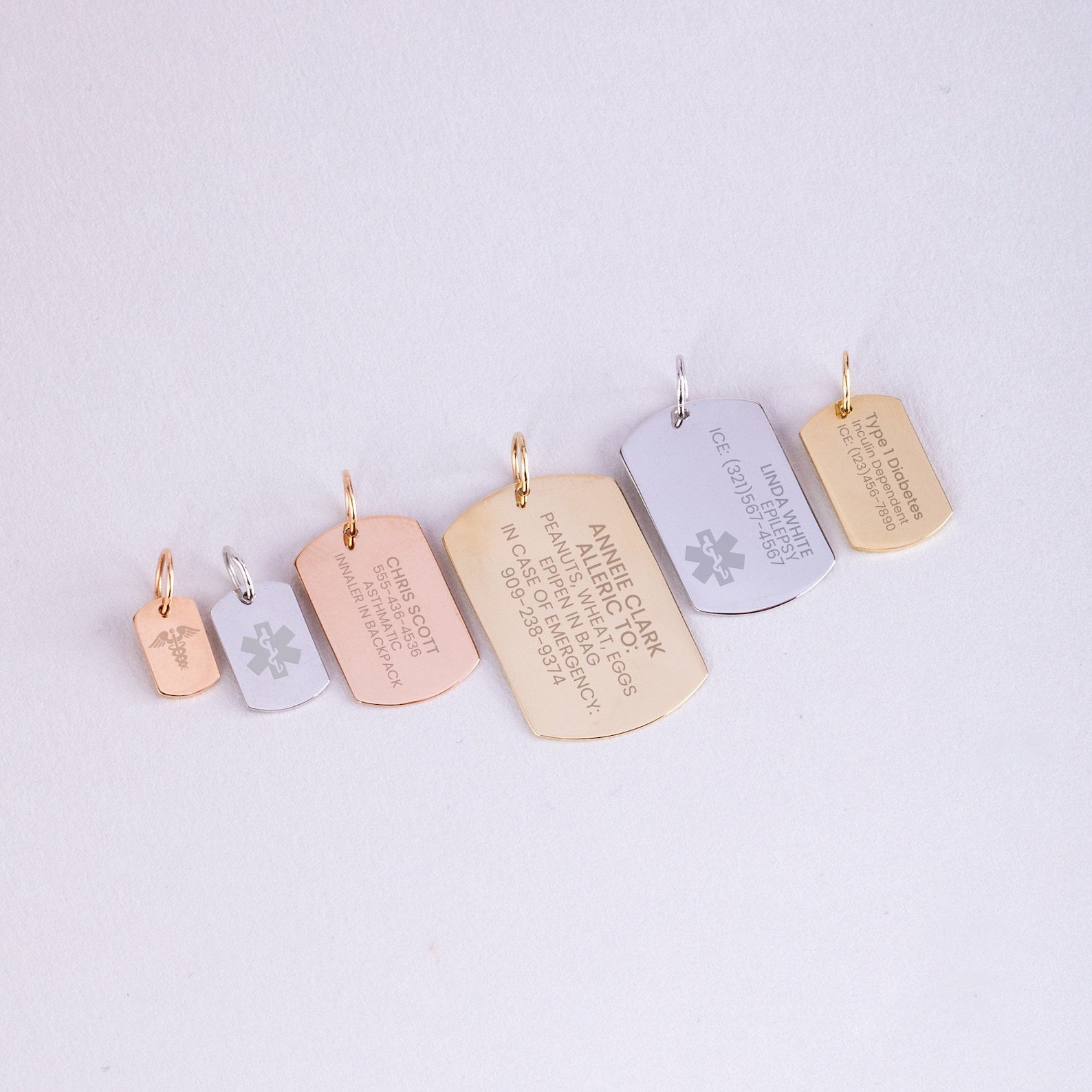 2 Side Engraved Medical Alert Solid 14k 18k Gold Pendant, Personalize ...