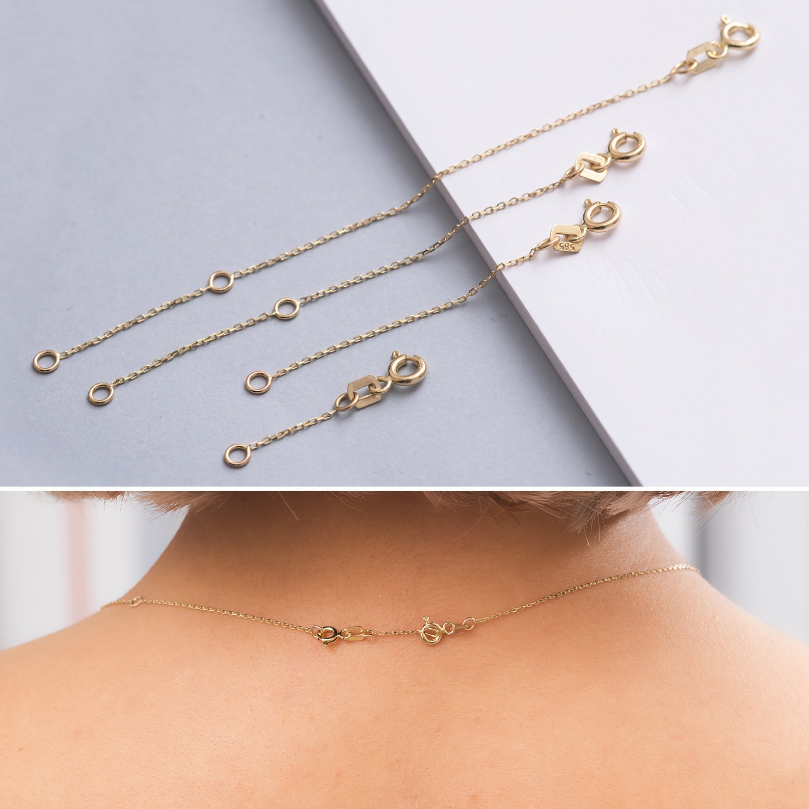 Adjustable Necklace Extender 14K or 18K Real Gold Removable - Etsy