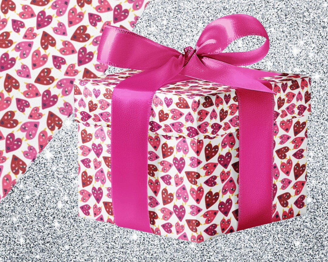 My Little Devil Gift Wrapping Paper, Gothic Valentine Gift Paper, Heart ...