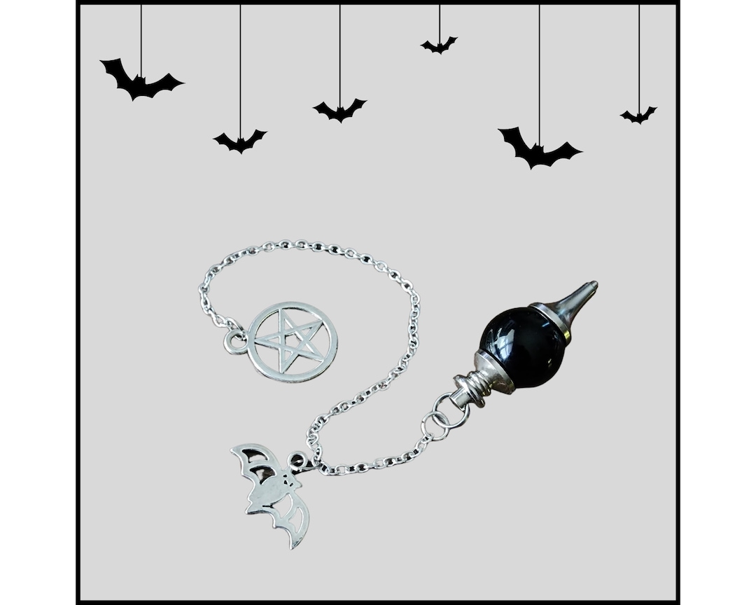 Black Agate Pendulum, Pentacle Pendulum, Pagan Black Agate Witch ...