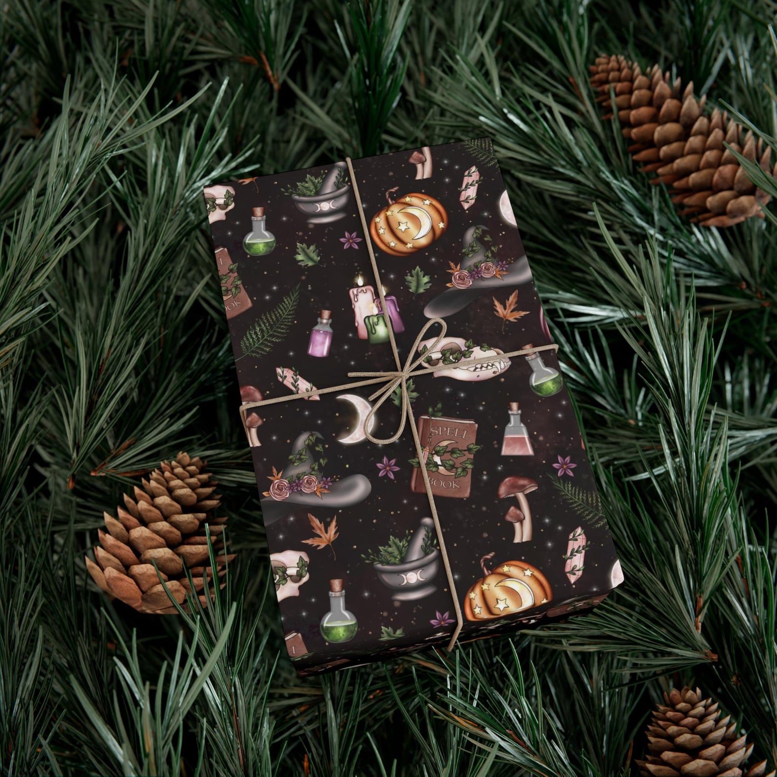 Witchy Wrapping Paper, Halloween Gift Wrap, Dark Mystical Wrapping ...
