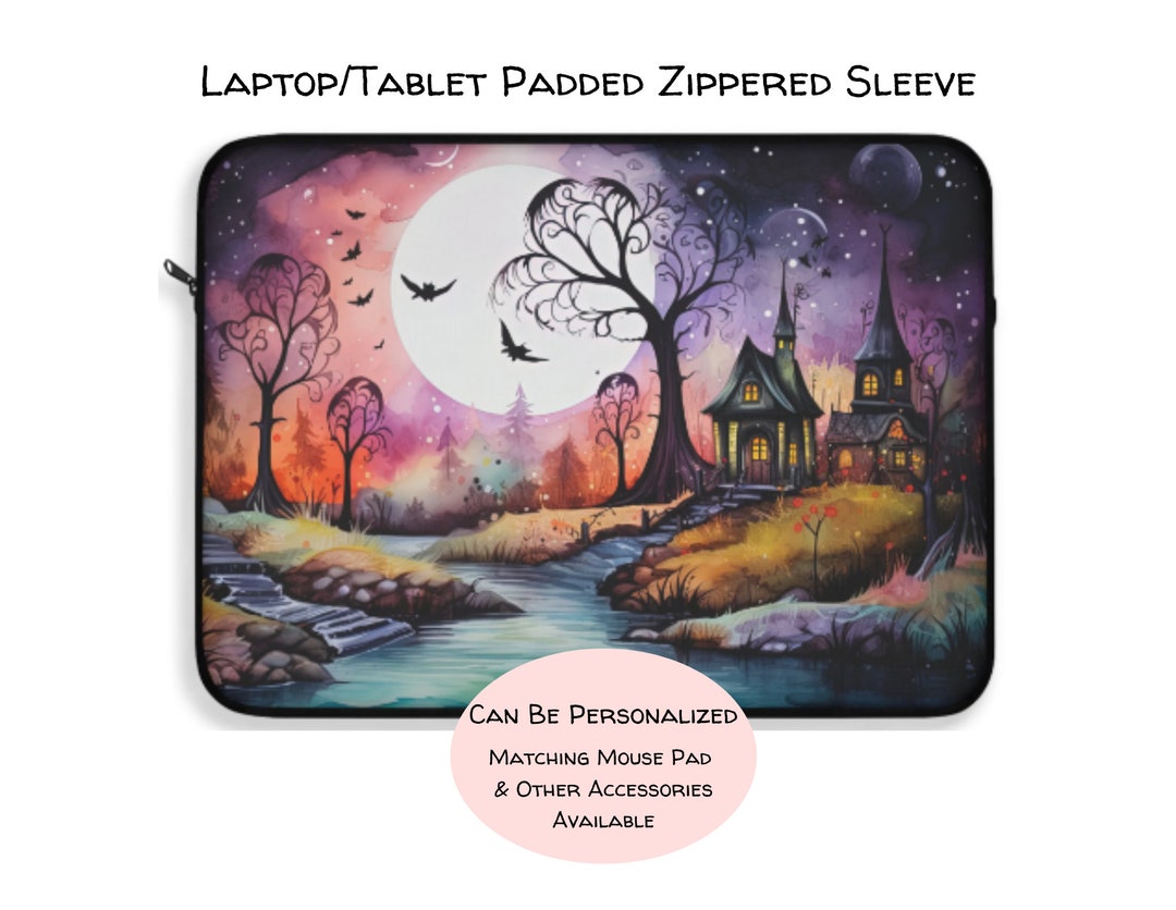 Personalized Haunted House Halloween Laptop Sleeve, Magic Forest Laptop ...