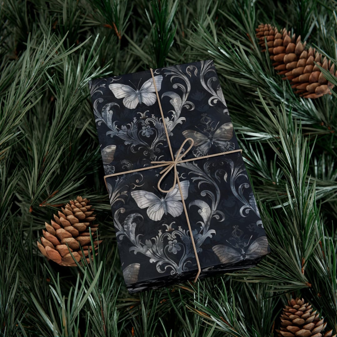 Gothic Moth Butterfly Wrapping Paper, Dark Moth Wrapping Paper, Moth ...
