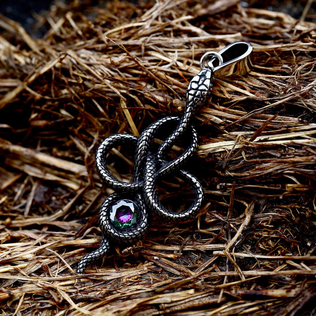 Silver Snake Pendant Snake and Gemstone Pendant Silver - Etsy