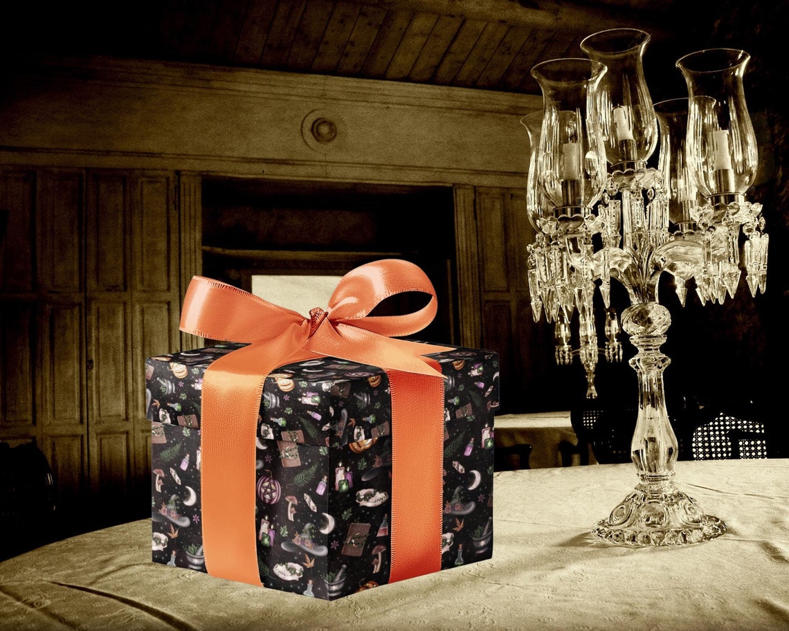 Witchy Wrapping Paper, Halloween Gift Wrap, Dark Mystical Wrapping ...