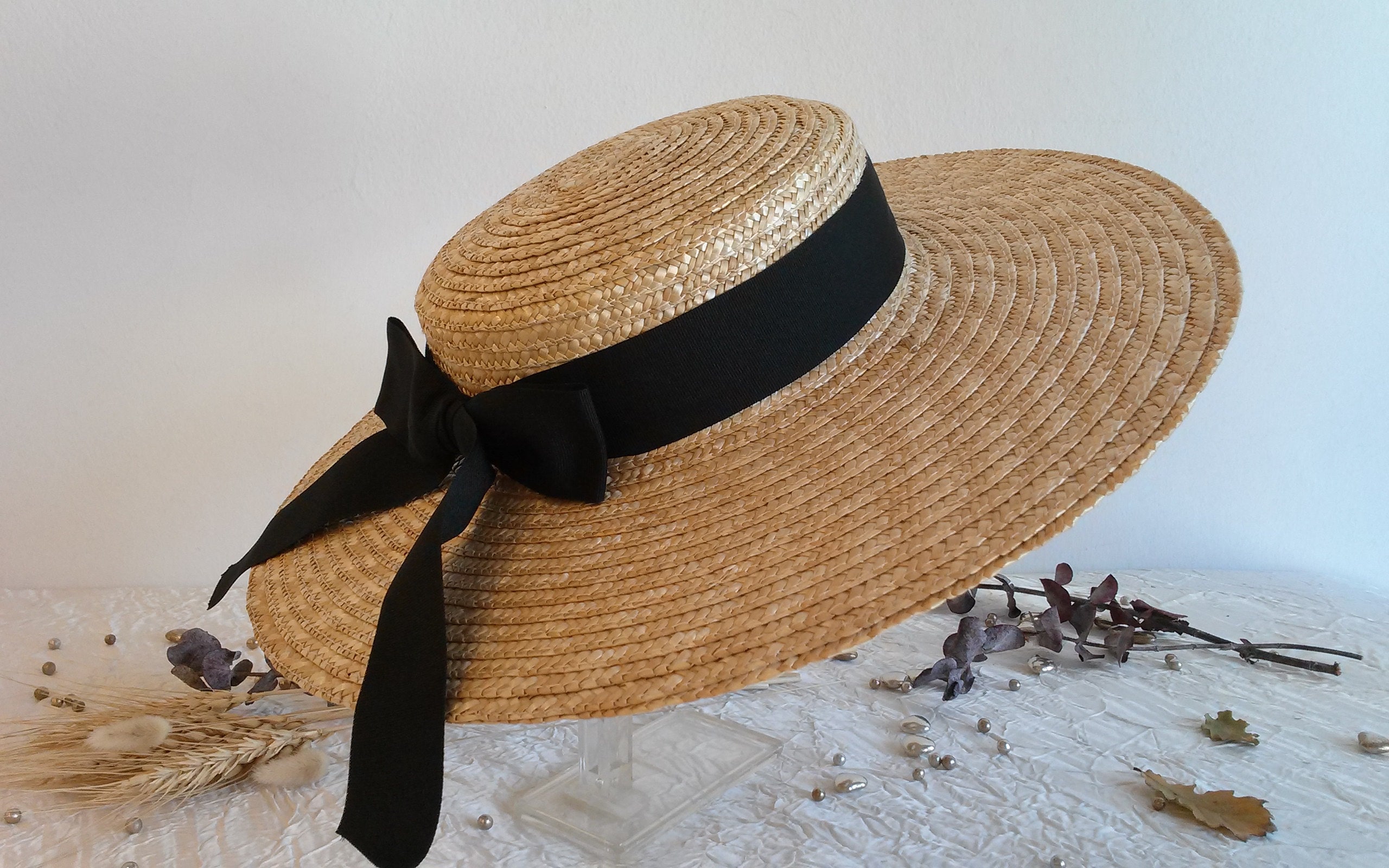 Natural Straw Boater, Straw Boater, Provençal Boater, Wedding Hat ...