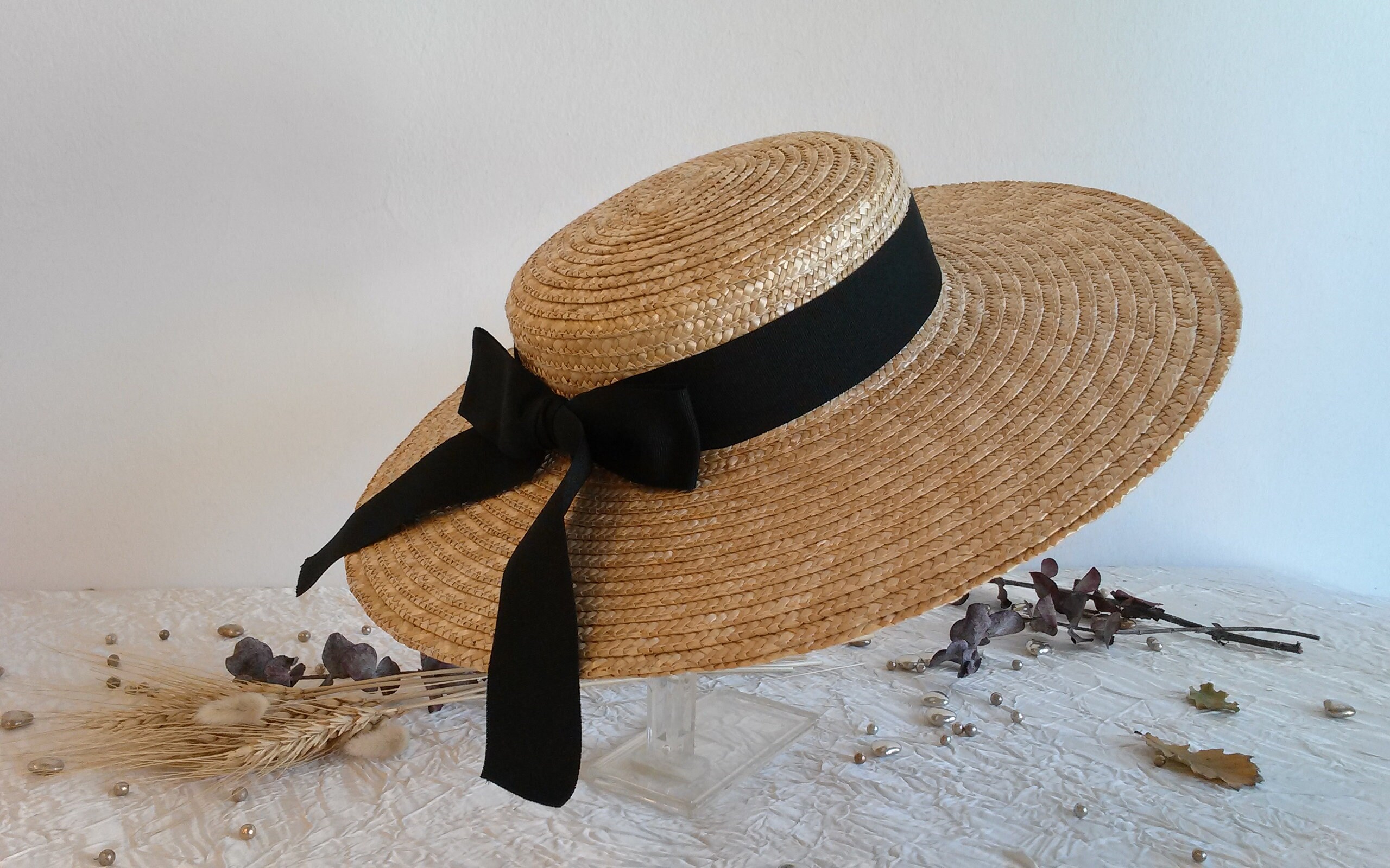 Natural Straw Boater, Straw Boater, Provençal Boater, Wedding Hat ...