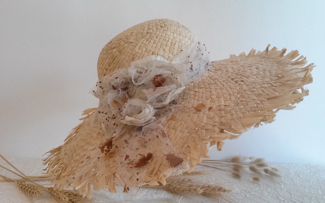 Natural Straw Hat, Summer Straw Hat, Wedding Hat, Bridal Hat, Fancy ...
