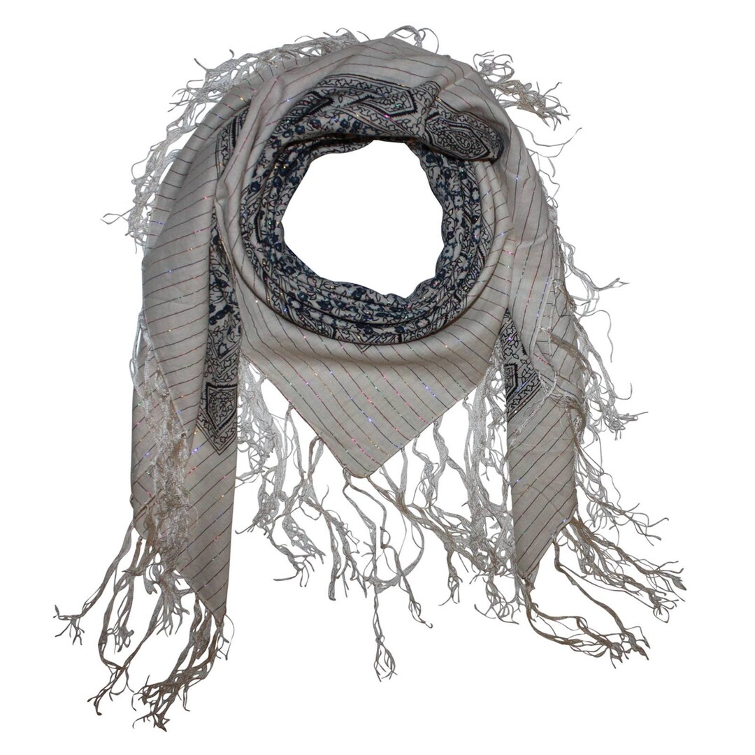 Face Mask Cotton Cloth Indian Pattern 1 Natural Lurex Multicolored With ...