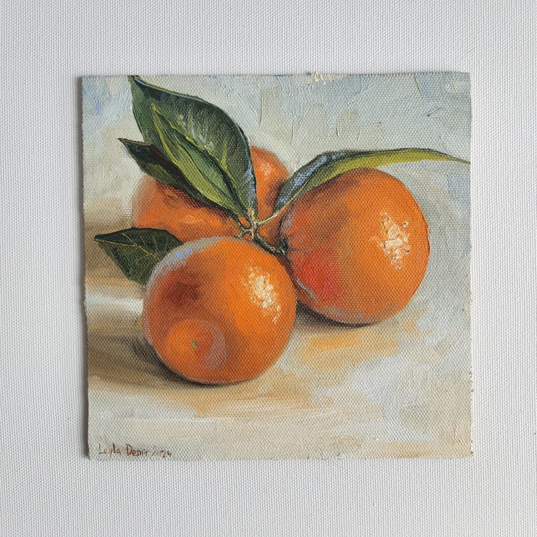 Clementine Fruit Still Life Oil Painting Original Realistic Wall Decor ...