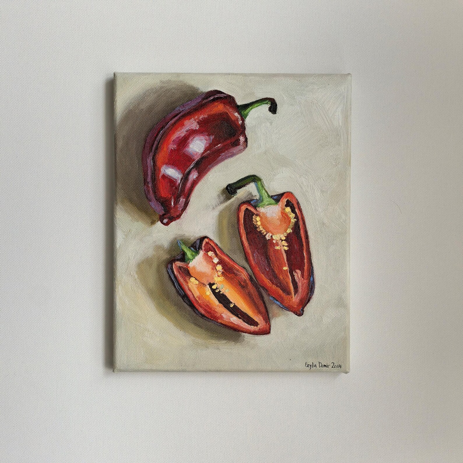 Fiery Red Still Life With Paprika Oil Painting 10x12'' - Etsy