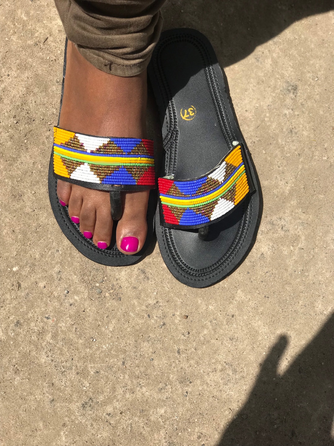 Maasai Beaded Leather Sandals, African Sandals for Women, Safari ...