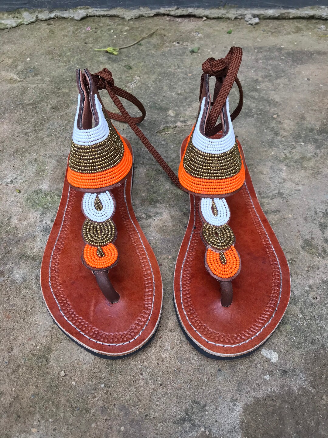 Maasai Beaded Leather Sandals, African Sandals for Women, Safari ...