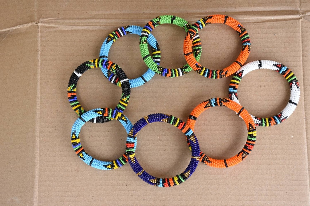 Beaded Kenyan Bangles, Maasai Handmade Jewelry, Zulu Bangles, Mom Gift ...