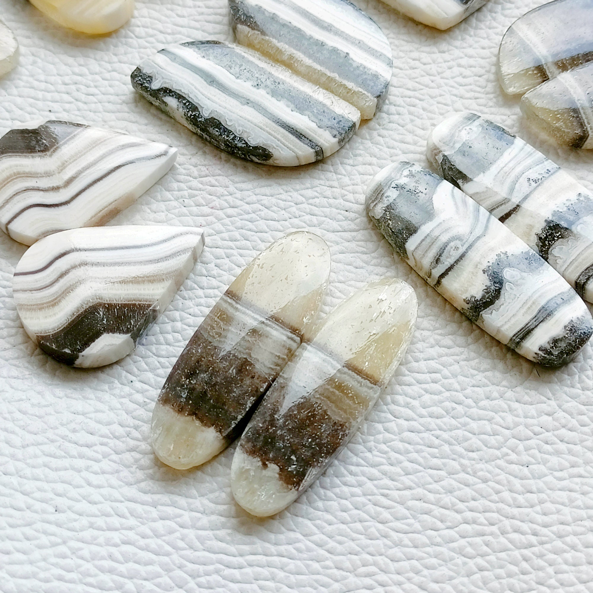 Zebra Calcite Earrings Pair, Zebra Calcite Pair Stone, Zebra Calcite ...