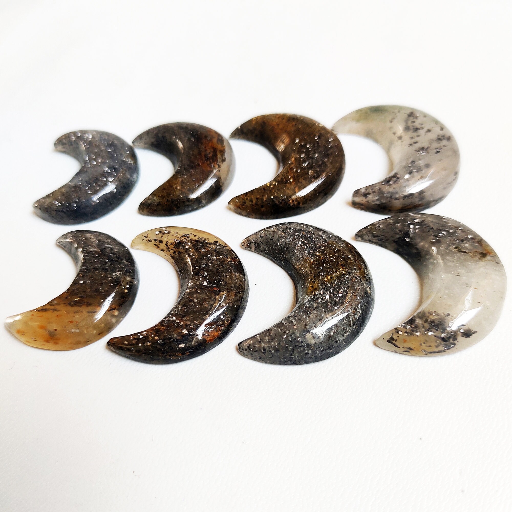 Black Sun Stone Moon, Natural Sun Stone Crescent Moon Gemstone ...