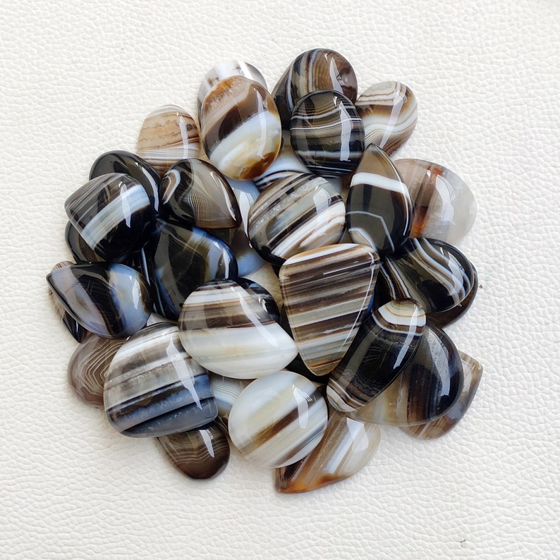 Banded Agate Stone, Black Banded Agate Bulk Gemstone, Natural Banded ...