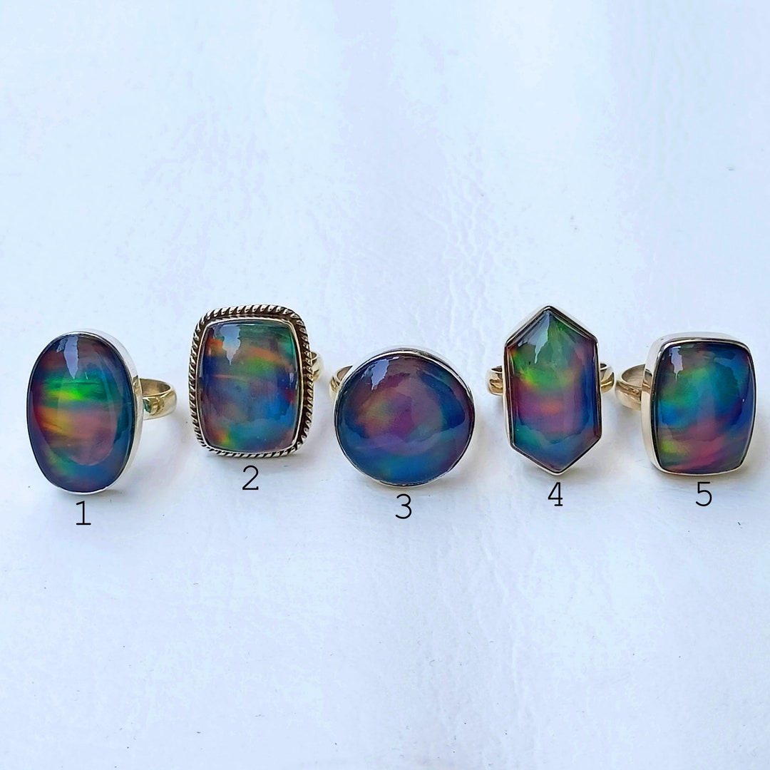 Aurora Rings, Aura Opal Ring, Silver Statement Rings, Chunky Rings ...