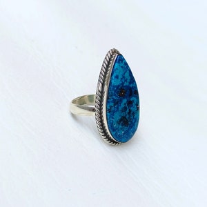 Shattuckite Rings, Azurite Silver Statement Rings, Chunky Rings, Dainty ...