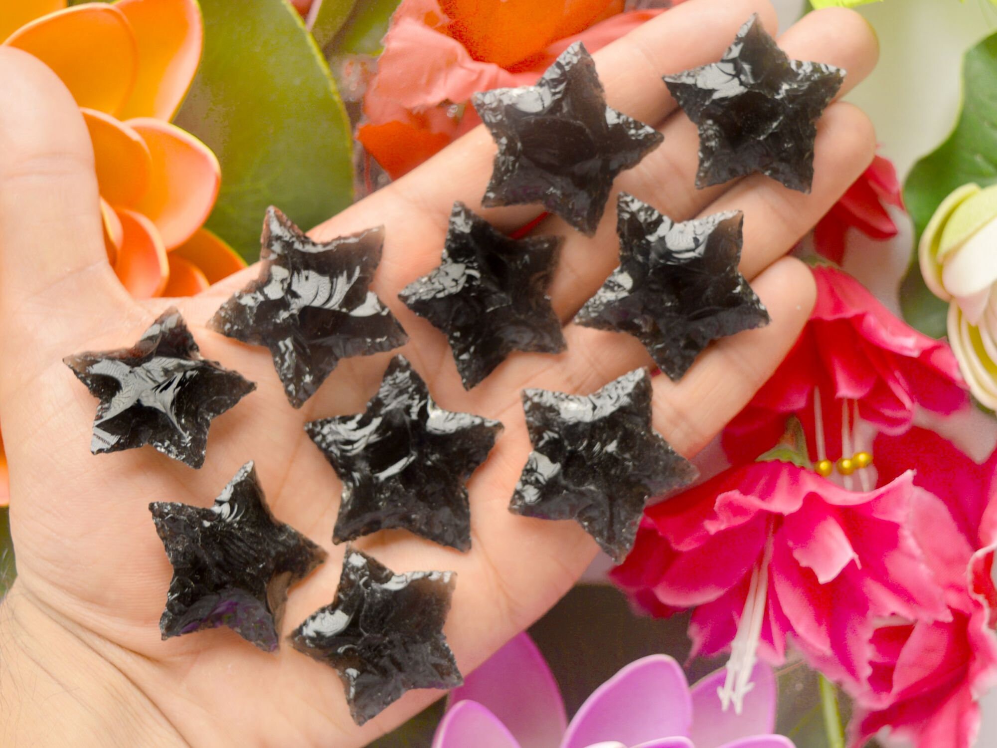 Obsidian Stars Crescent Star Obsidian Star Obsidian Crystal - Etsy