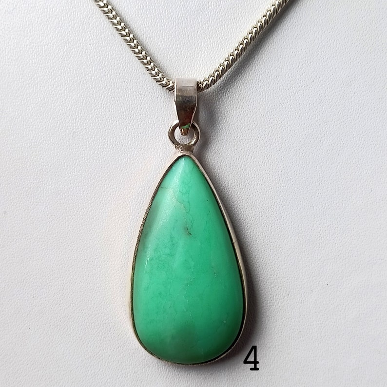 Chrysoprase Necklace, Chrysoprase Pendant, Sterling Silver Necklace ...