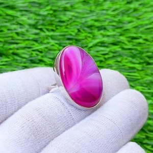 Pink Agate Ring, Sterling Silver Ring, Chunky Rings, Statement Rings ...