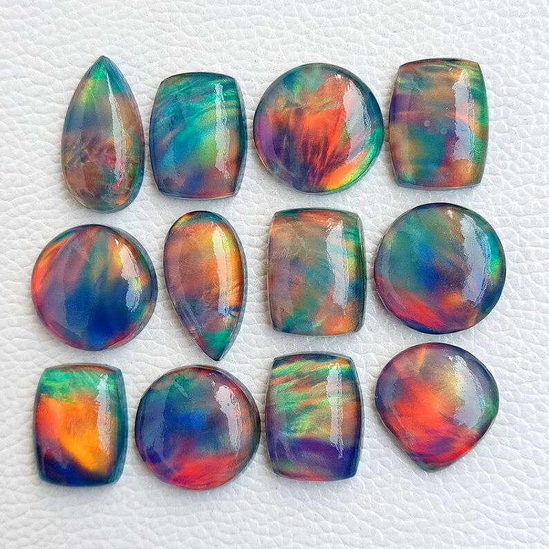 Aurora Opal Cabochon: Himalayan Crystal Doublet, Iridescent Gemstone - Etsy