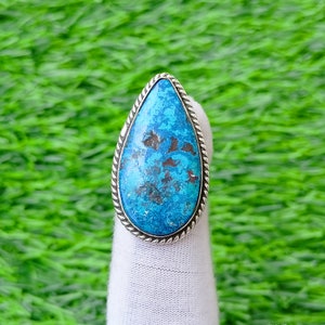 Shattuckite Rings, Azurite Silver Statement Rings, Chunky Rings, Dainty ...