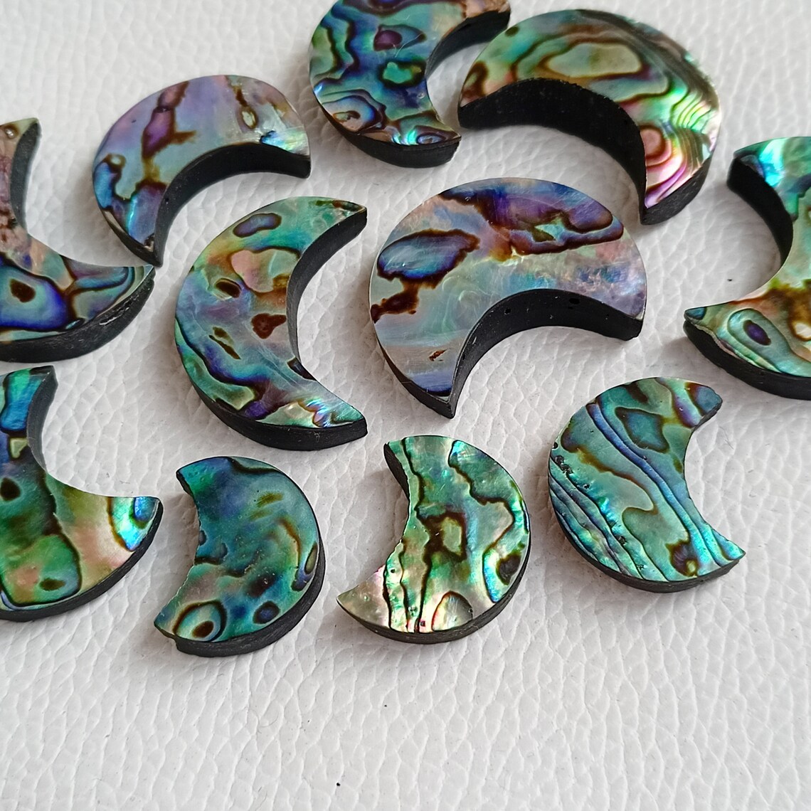 Abalone Shell Moon, Abalone Shell Crescent Half Moon Cabochon, Rainbow ...