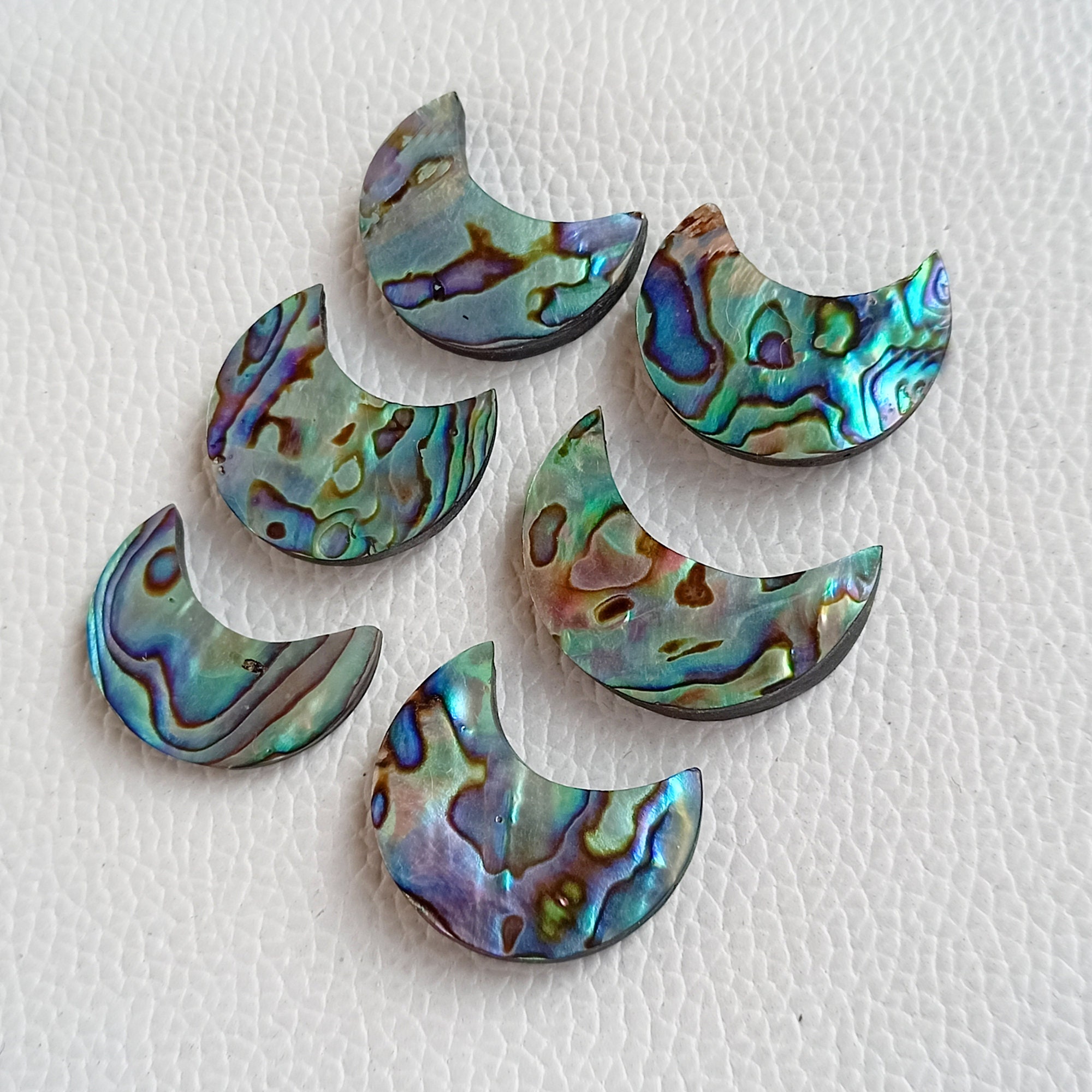 Abalone Shell Moon, Abalone Shell Crescent Half Moon Cabochon, Rainbow ...