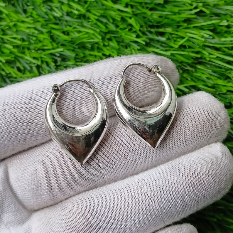 Chunky Hoop Earrings, Vintage Silver Hoops, Silver Hoop Earrings ...