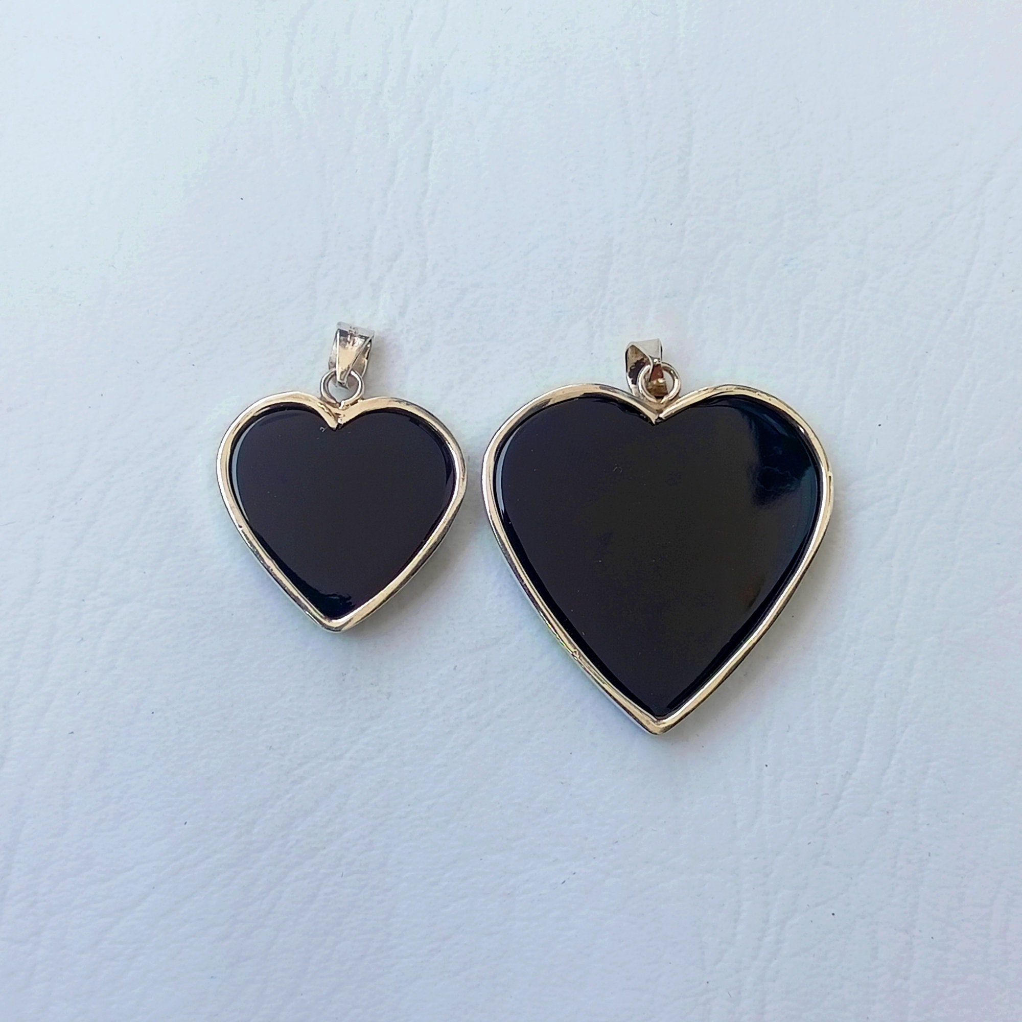 Black Onyx Heart Necklace, Onyx Heart Pendants, Sterling Silver ...