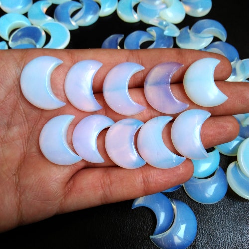 Opalite Moon Hand Polished Opalite Crescent Moon Blue Flashy | Etsy