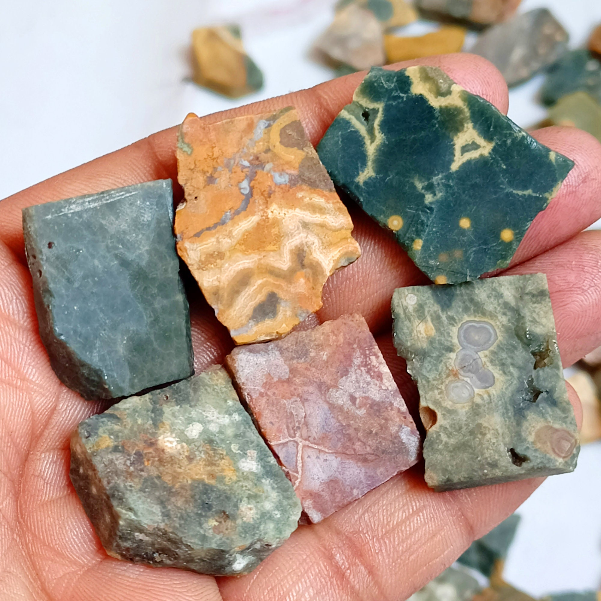 Ocean Jasper Slice, Natural Ocean Jasper Slab, Raw Ocean Jasper Crystal ...