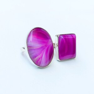 Pink Agate Ring, Sterling Silver Ring, Chunky Rings, Statement Rings ...