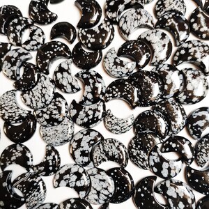 Natural Obsidian Moon Snowflake Obsidian Crescent Half Moon - Etsy