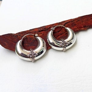 Chunky Silver Hoops, Silver Earrings, Hoop Earrings, Silver Hoops ...