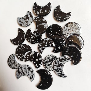 Natural Obsidian Moon Snowflake Obsidian Crescent Half Moon - Etsy