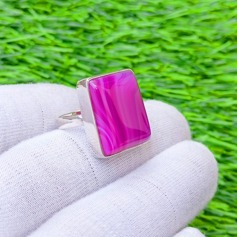 Pink Agate Ring, Sterling Silver Ring, Chunky Rings, Statement Rings ...