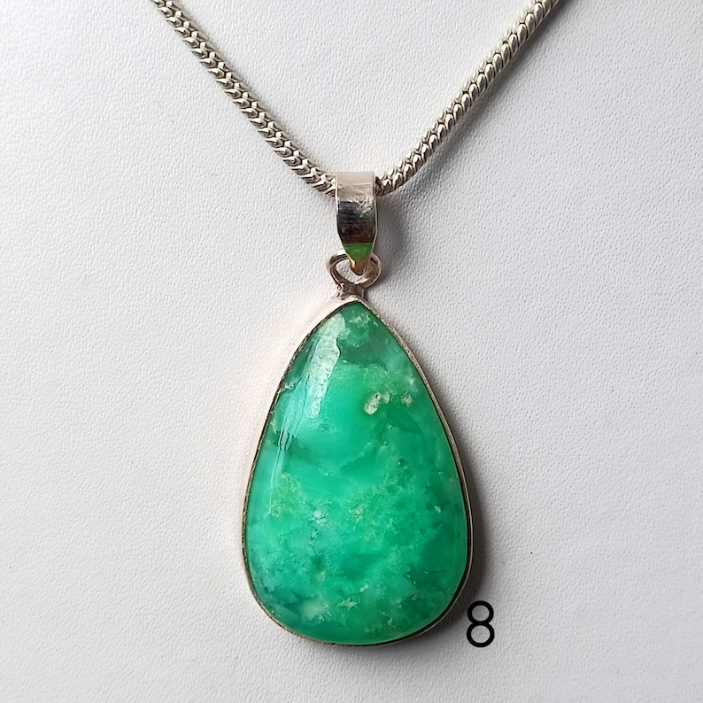 Chrysoprase Necklace, Chrysoprase Pendant, Sterling Silver Necklace ...