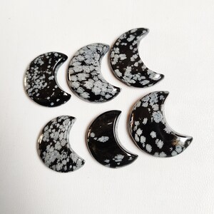 Natural Obsidian Moon Snowflake Obsidian Crescent Half Moon - Etsy