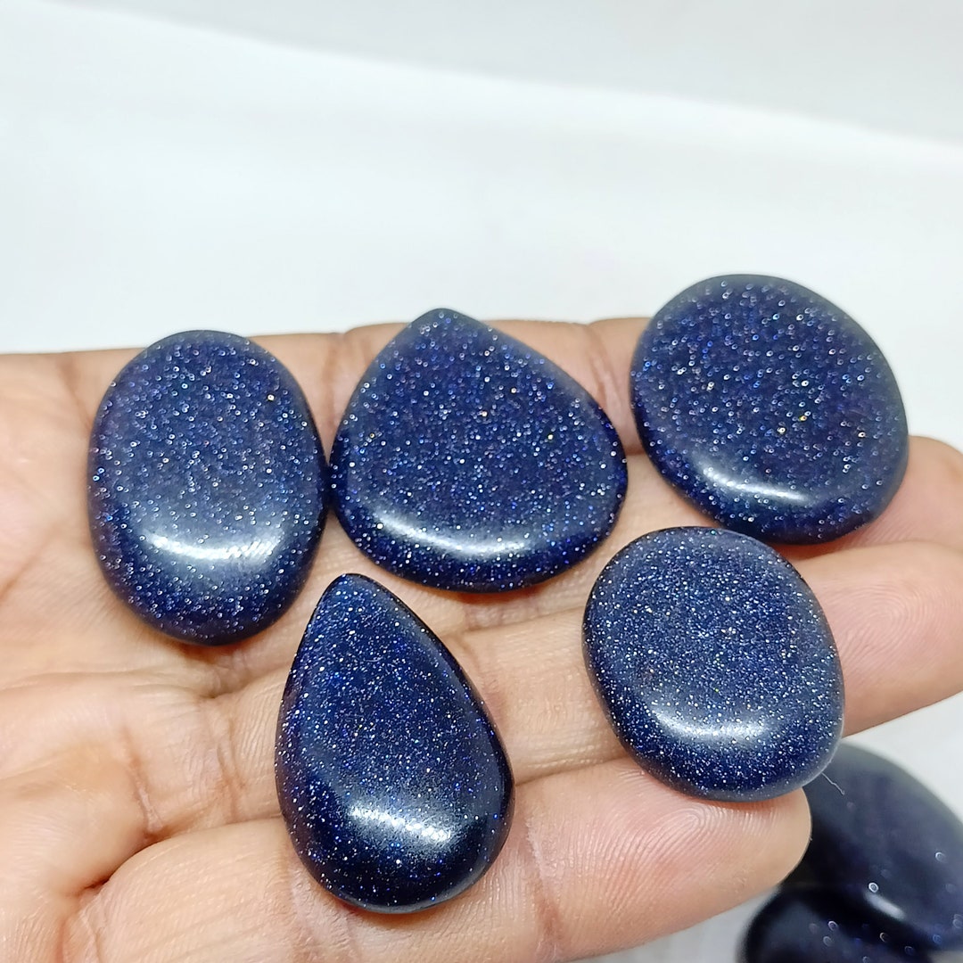 Blue Goldstone Gemstone Lot, Goldstone Cabochon, Goldstone Stone AAA ...