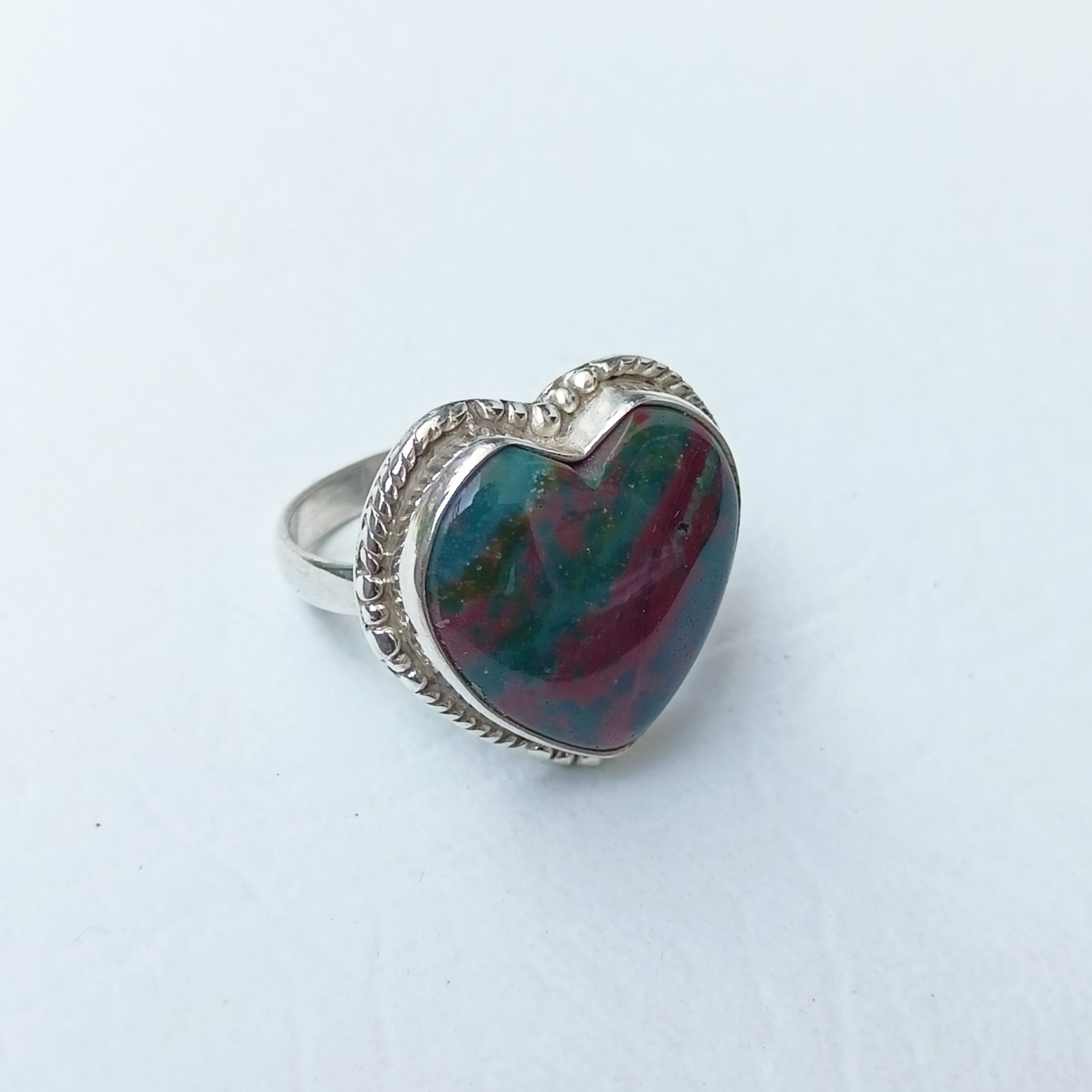 Bloodstone Heart Rings, Gemstone Rings, Crystal Rings, 925 Sterling ...