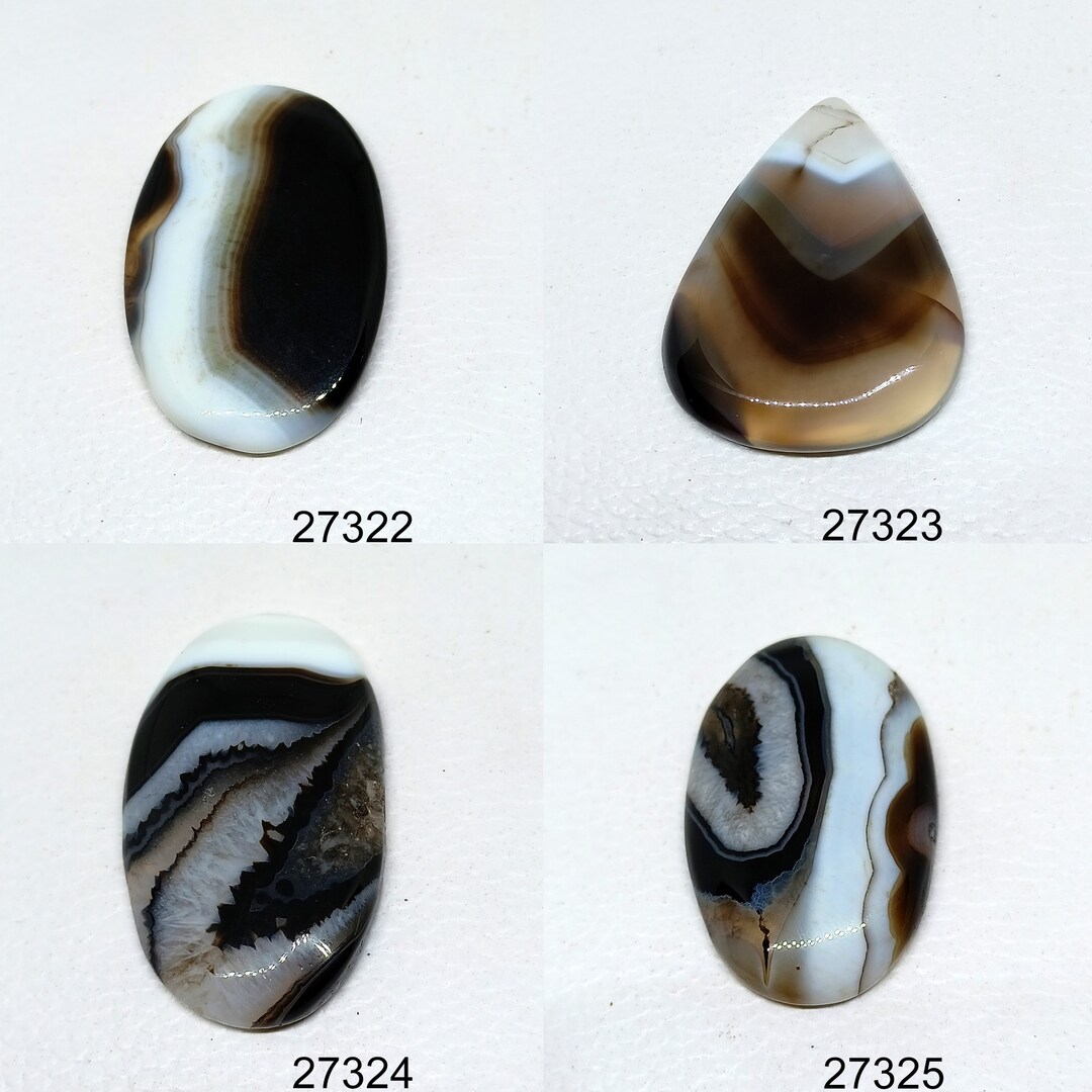 Crystal Cabochon, Black Banded Agate Stone, Banded Agate, Natural ...