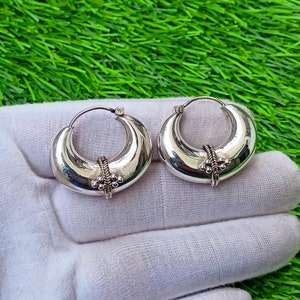 Chunky Silver Hoops, Silver Earrings, Hoop Earrings, Silver Hoops ...