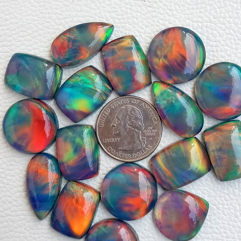 Aurora Opal Cabochon: Himalayan Crystal Doublet, Iridescent Gemstone - Etsy