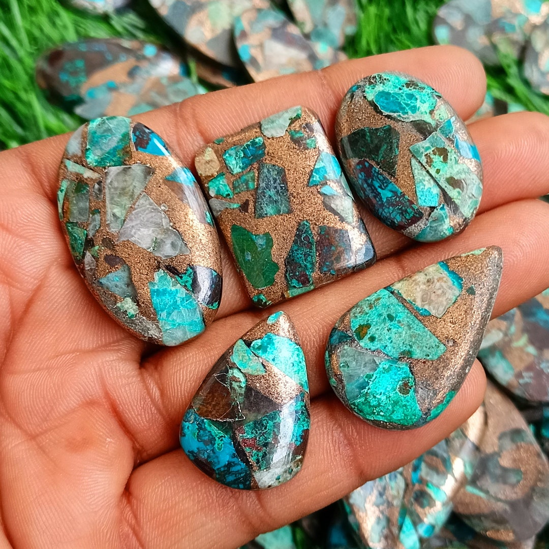 Copper Turquoise Stone, Natural Chrysocolla Copper Cabochon, Copper ...