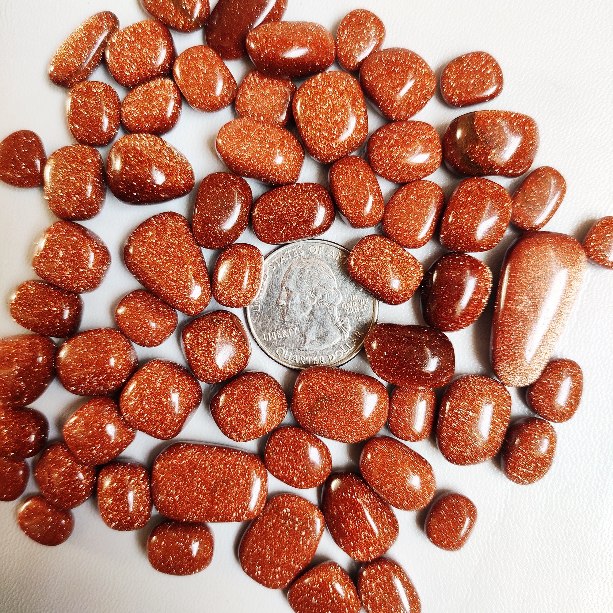 Gold Sandstone Tumbled Stone, Goldstone Tumble, Red Sandstone Crystal ...